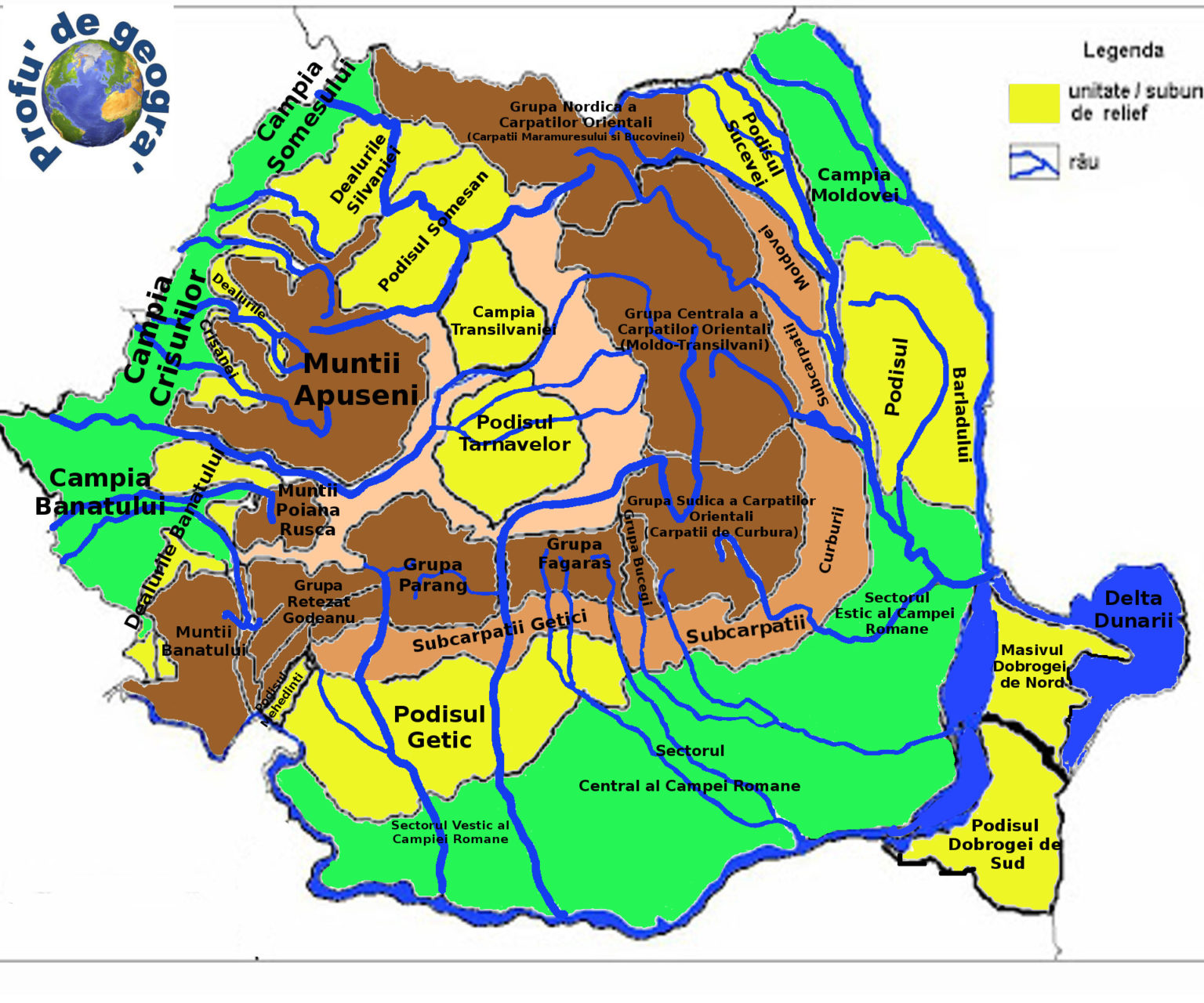Subunitatile de relief ale Romaniei schite